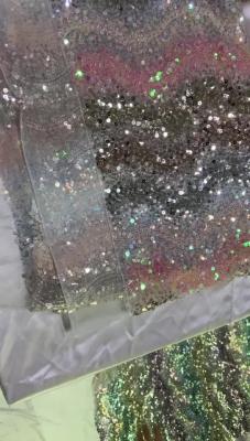 China Hot Sale Colorful Sequins Embroidery Rainbow Gradient Fabric for sale