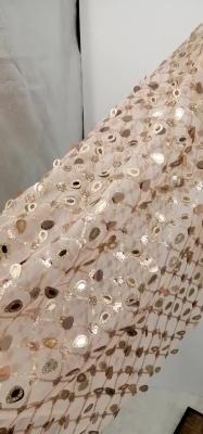 China Wholesale Embroidery French Beaded Stretch Tulle Bridal Lace Fabric Sequin for sale