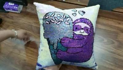 China Cheap fabric imported  christmas Reversible Black white Flip Sequin Fabric Pillow Case Cover for sublimation pillow cover for sale