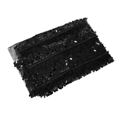 China 2021 Customized Sequin Embroidery Fabrics Tassels Upholstery Fabric Sequence Fabric for Garments Accessories for sale