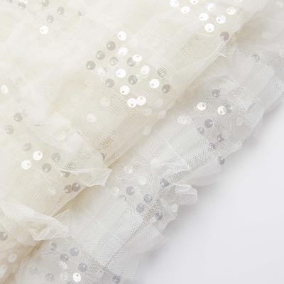 China Luxury Elegant 100% Polyester Fabric Embroidered Mesh Sequin Fabric for Clothing for Direction Clothing for sale