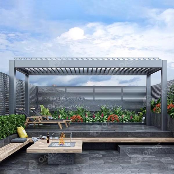 Quality 3m X 3m Light Duty Aluminum Pergola With Adjustable Louvers And Led Lights for sale