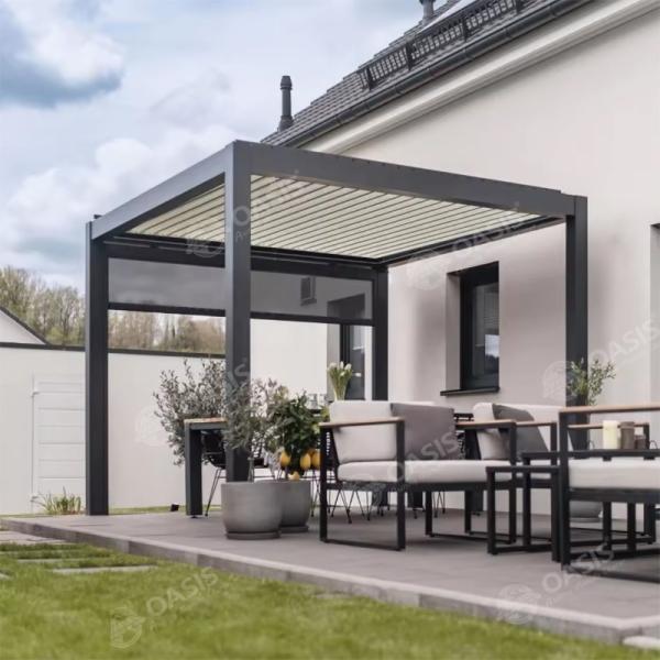 Quality Bioclimatic Motorized Adjustable Louvered Aluminum Pergola For Balcony Garden for sale