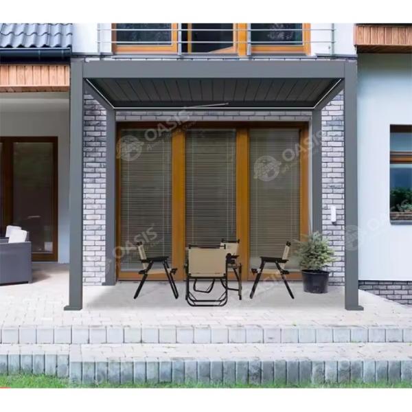 Quality Mansions 4x8 4x6m Motorized Aluminu Pergola With Automatic Shade Adjustable Angle for sale