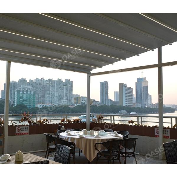 Quality North America Style Aluminum Pergola With Retractable Shade Cloth Folding Sun Resistant for sale