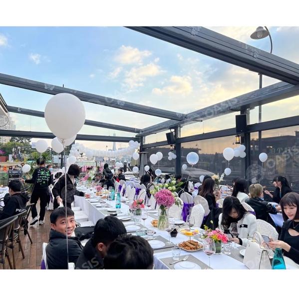 Quality Opening And Closing Roof Retractable Fabric Pergola , Retractable Canopy Patio Gazebo for sale