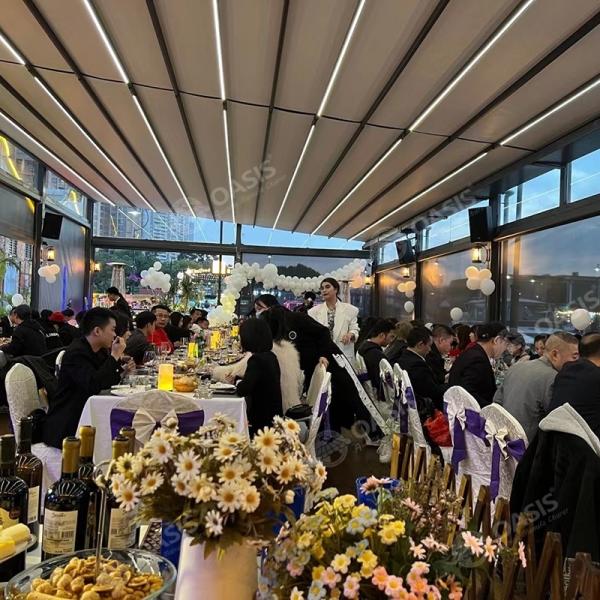 Quality 3x6m Slats L Aluminum Waterproof Retractable Roof Pergola Remote Control Modern for sale