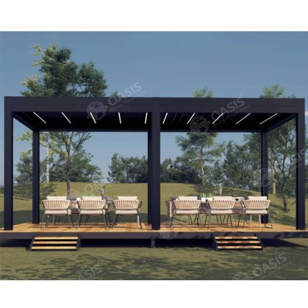 Quality OEM Aluminum Louvered Pergola 3x5m 5x10m 10x15m Remote Controlled Easily for sale