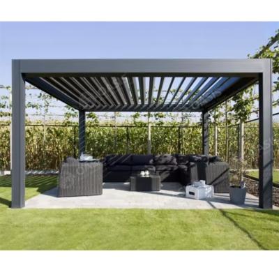 China Gazebo de aluminio moderno con techo con luvas, pérgola de metal con luvas for sale