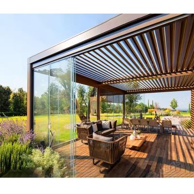 China OEM Tuin Terrasse Elektrische Gazebos Gemaakt van gemotoriseerd aluminium met luik Pergola voor herenhuizen Te koop