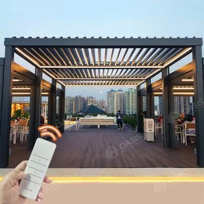 China Verstelbare installatie Buiten Moderne aluminium pergola met luik voor herenhuizen Te koop