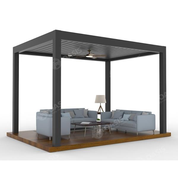 Quality 3mx6m Curved Bracket Pergola Aluminum Gazebo With Electric Louvered Roof for sale