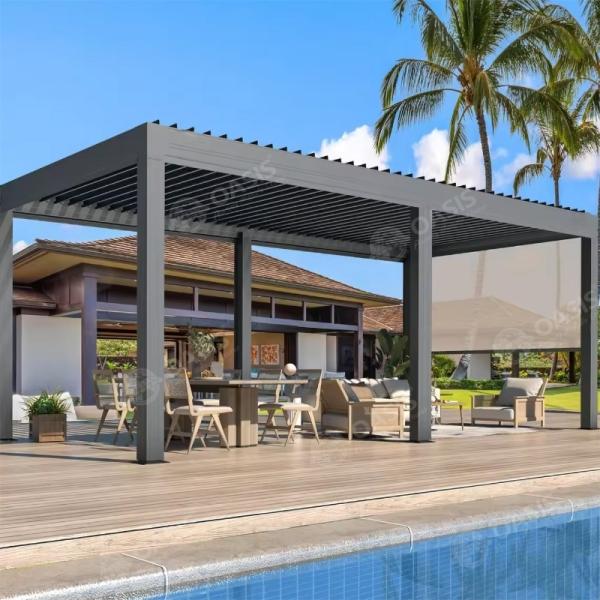 Quality Remote Control Pergola Outdoor Gazebo Garden   Aluminum Louvered Pergola For Mansions for sale