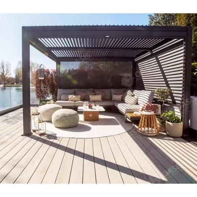 China Professionele aluminium pergola met verstelbare louver gemotoriseerde aluminium pergola voor herenhuizen for sale
