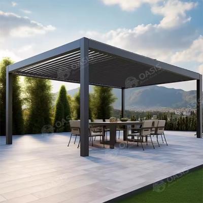 China 12 bij 20 Tuin Aluminium Gazebo Motorized Aluminium Pergola Voor Mansions Te koop