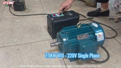 7.5KW VFD Test: 220V Single Phase Driving 380V Motor (Transformer Setup) – No Load Operation