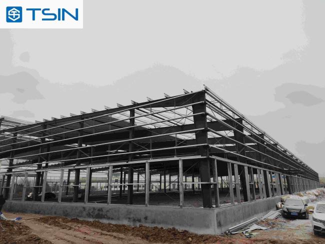Steel structure construction site