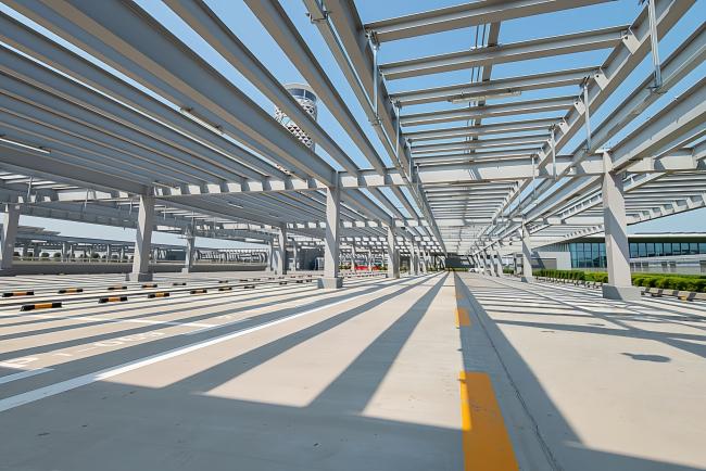 Steel structure building interior view