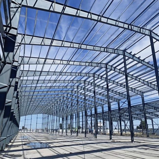 Steel building construction site