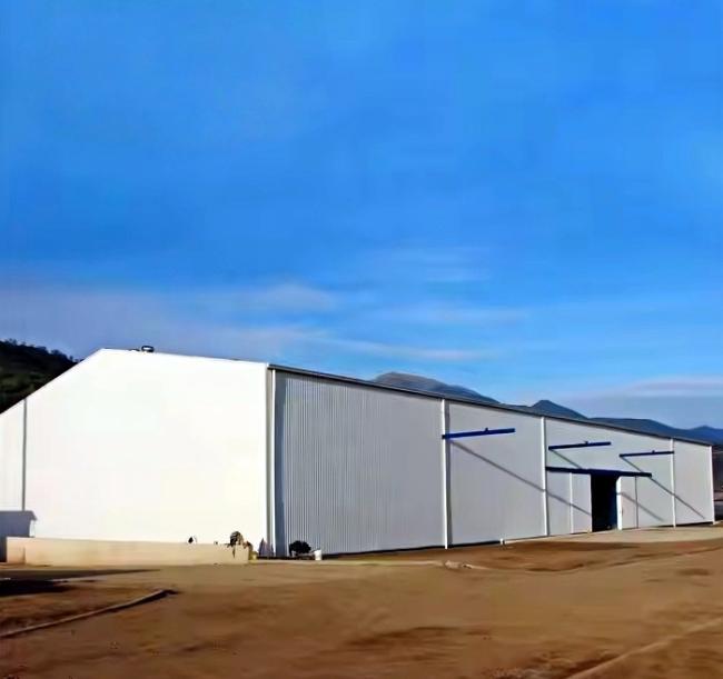 Large steel frame warehouse construction