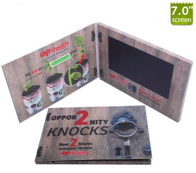 China High Quality beautiful wood color printing 7 inch advertising LCD screen video brochure business card for sale