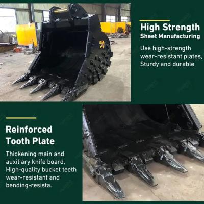 China Excavadora de rocha OEM balde de trabalho pesado 1-60T com 4 dentes de rocha à venda