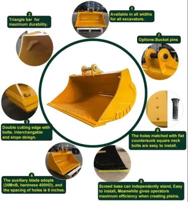 China 1500mm Width Excavator Mud Bucket with Larger Capacity and Reversible Cutting Edge Te koop