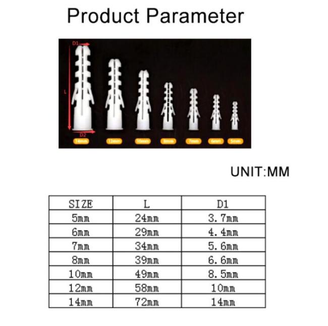 dimensione di plastica della spina