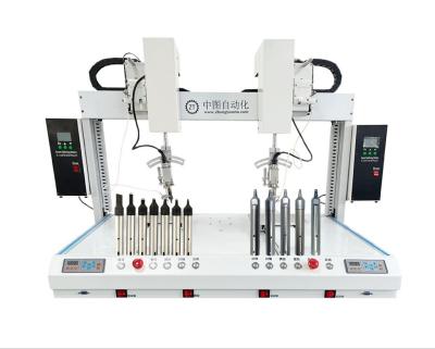 China Air Source 0.4-0.6MPA Double Heads Double Stations Automatic Tin Soldering Robots with PLC Control System for sale