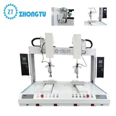 China Double Heads Double Stations Automatic Multi Axis Tin Welding Machine for sale
