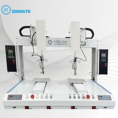 China Dual Heads Desktop Automatic Solder Machine Rotation Axis Soldering Iron Machine for sale
