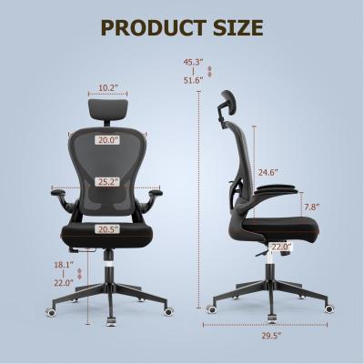 China Swivel Function and Flip-up Arms Ergonomic Home Office Desk Chair with Height Adjust for sale