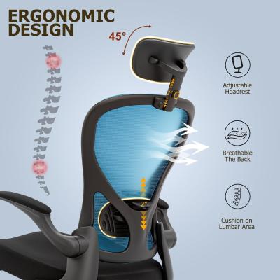 China Swivel Function and Flip-up Arms Ergonomic Home Office Desk Chair with Height Adjust for sale