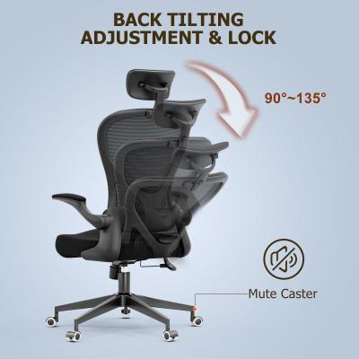 China Swivel Function and Flip-up Arms Ergonomic Home Office Desk Chair with Height Adjust for sale