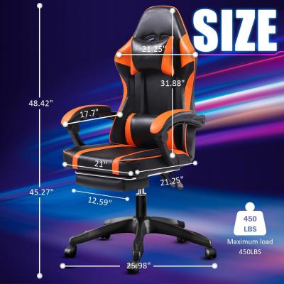 China Cadeira de jogo ergonômica personalizada com apoio de pé e altura ajustável à venda