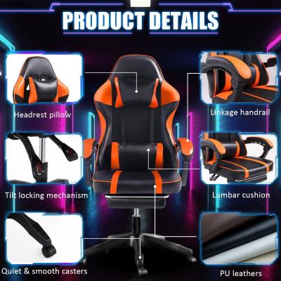 China Cadeira de jogo ergonômica personalizada com apoio de pé e altura ajustável à venda