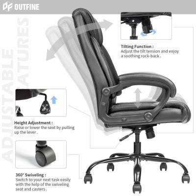 China Leather Upholstered Executive Desk Chair with Adjustable Height and Ergonomic Support for sale