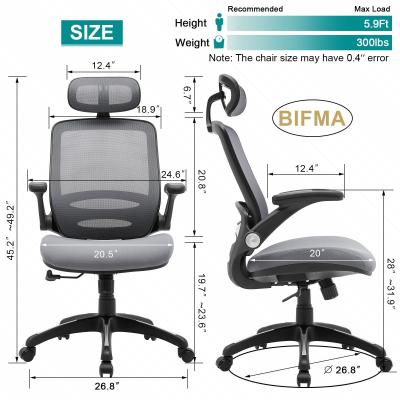 Cina Altezza regolabile Sedia da scrivania a schiena alta con braccia flessibili e stile di design moderno in vendita