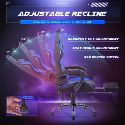 Cina Sedia da videogioco a schiena alta con poggiapiedi e supporto lombare per massaggi colore personalizzato in vendita