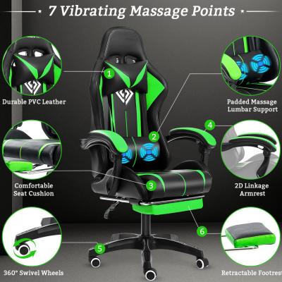 Cina Moderno design ALINUNU Ergonomico Computer Massaggio Sedile da gioco con luci a LED e poggiapiedi in vendita