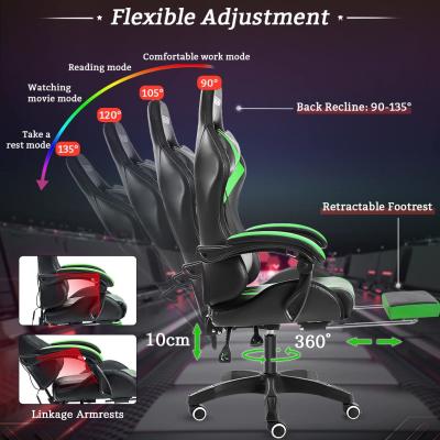 Cina Moderno design ALINUNU Ergonomico Computer Massaggio Sedile da gioco con luci a LED e poggiapiedi in vendita