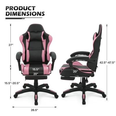 Cina Moderno design supporto lombare regolabile ergonomico sedia da corsa per computer con poggiapiedi in vendita