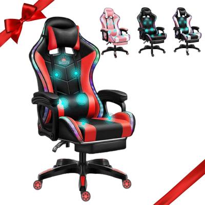 Cina Sedia girevole in acciaio alloy ALINUNU PC Massaggio sedia da gioco con altoparlanti e cuscino lombare in vendita