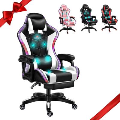 China Computerspelkamer Verstelbare pc-massage-gamingstoel met luidsprekers en lendenkussing Te koop