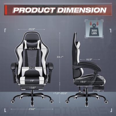 China Adjustable Racing Computer Video Game Chair with Footrest and Massage Lumbar Support for sale