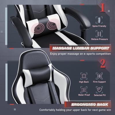 China Adjustable Racing Computer Video Game Chair with Footrest and Massage Lumbar Support for sale