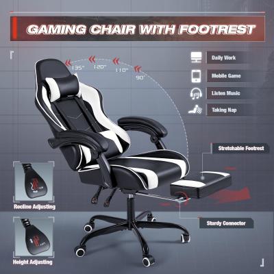 China Adjustable Racing Computer Video Game Chair with Footrest and Massage Lumbar Support for sale