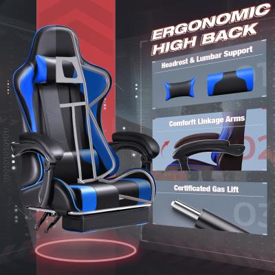 China OEM ODM Racing Computer Videogame stoel met voetsteun en hoofdsteun in aangepaste kleur Te koop