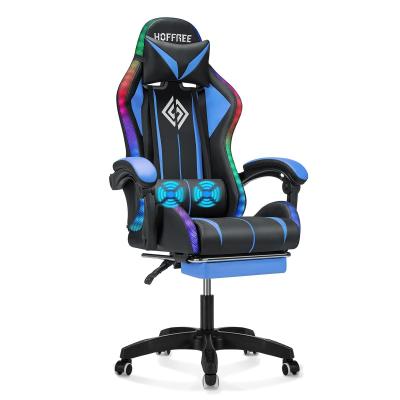 China ALINUNU Direct Ergonomische Computermassage Spelstoel met voetsteun en LED-lichten Te koop