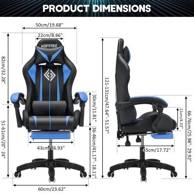 Cina ALINUNU Direct Ergonomic Computer Massage Gaming Chair con poggiapiedi e luci LED in vendita